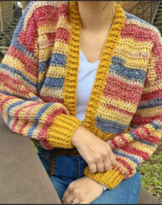Colour Block Crop Cardigan: Free Crochet Pattern - Carroway Crochet