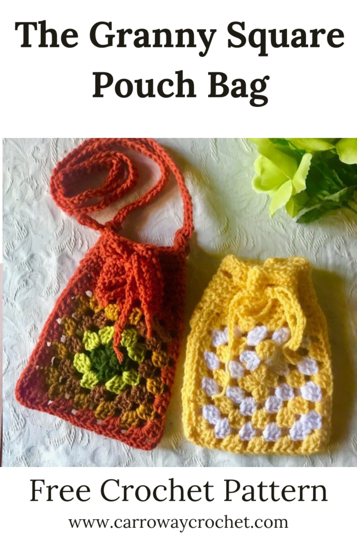 How to Crochet a Granny Square Pouch Bag - Carroway Crochet