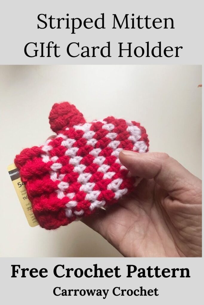 Crochet Striped Mitten Gift Card Holder - Carroway Crochet